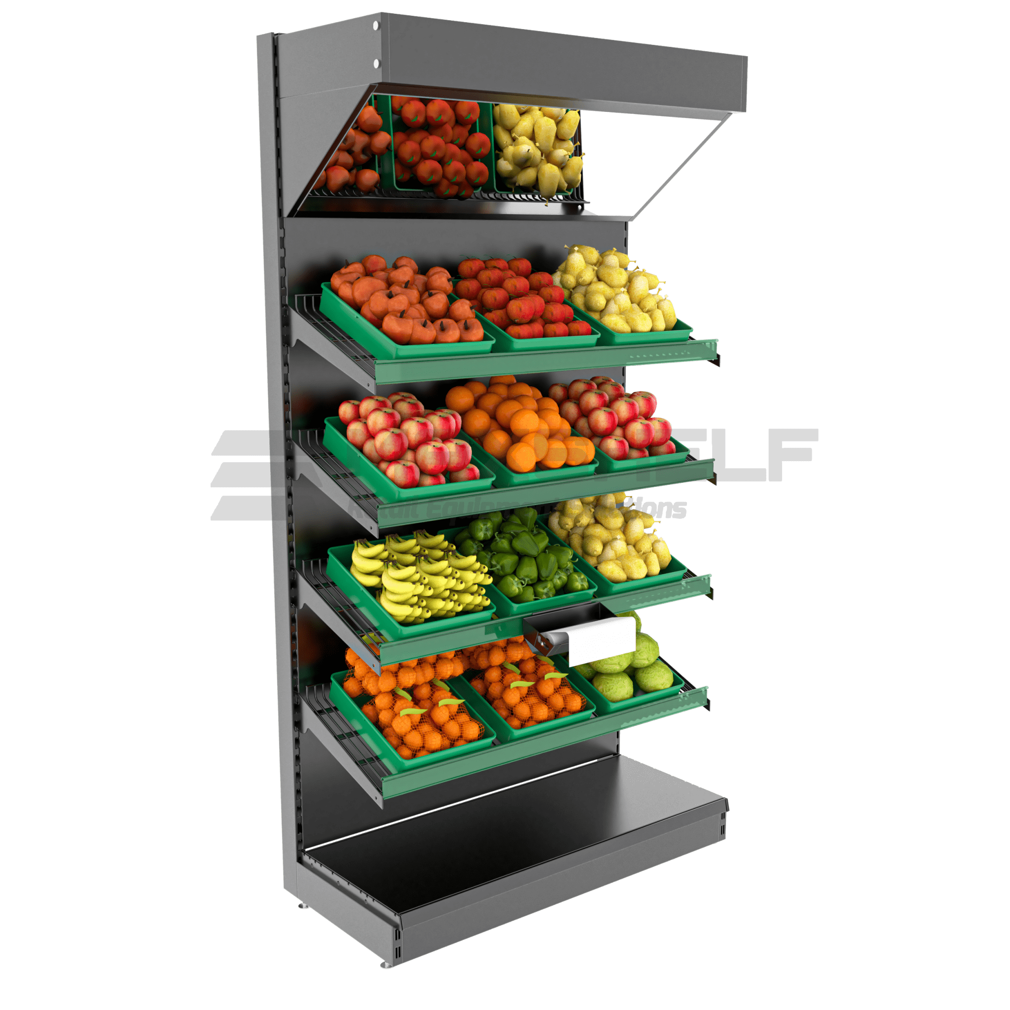 Fruit & Veg Wall Bay With Mirror Canopy - Maxshelf - Retail Equipment ...