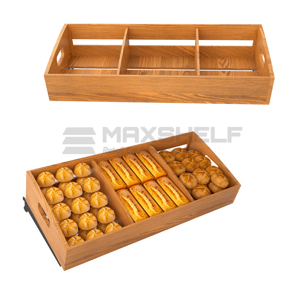 WOODEN BAKERY SHELF SMALL W1000*D380*H190 - Maxshelf - Retail Equipment ...