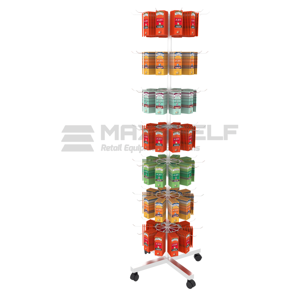 SPINNING RACK WITH HOOKS 7 TIERS D430mm*H1620mm WHITE - Maxshelf ...