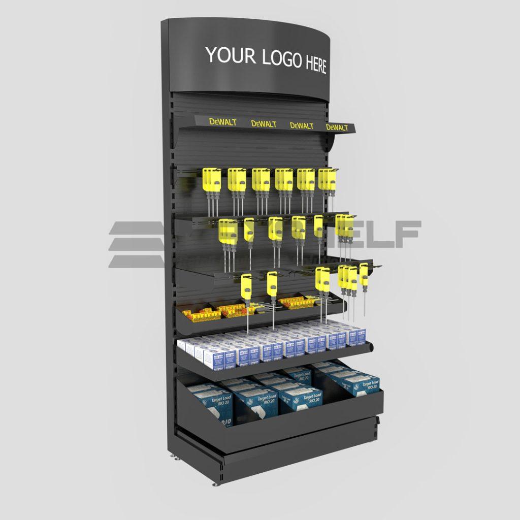 Free Standing Tool Display Wall Unit with Canopy - Maxshelf - Retail ...