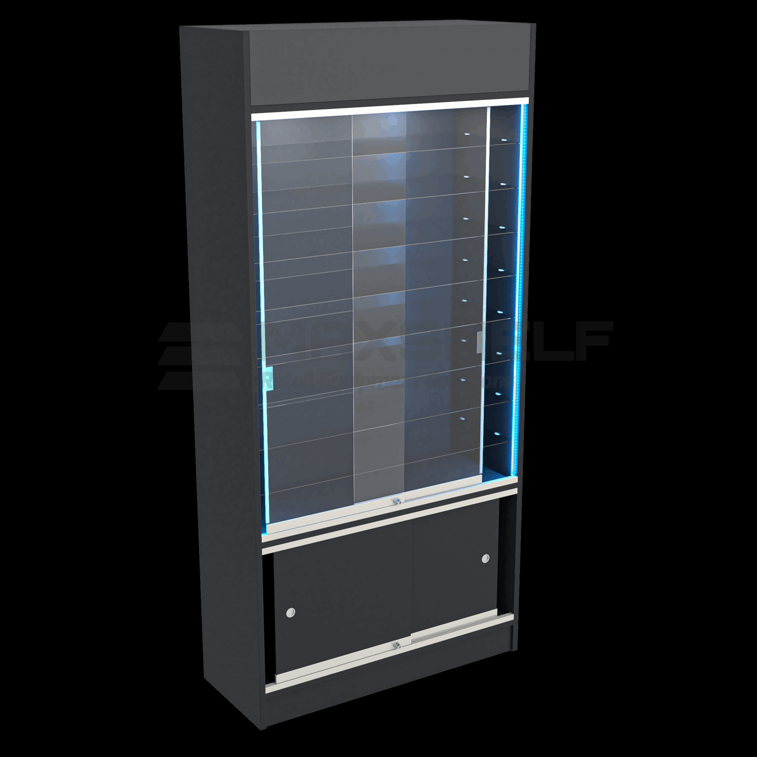 SHOW CASE GLASS DISPLAY 2100mm - Maxshelf - Retail Equipment Solutions