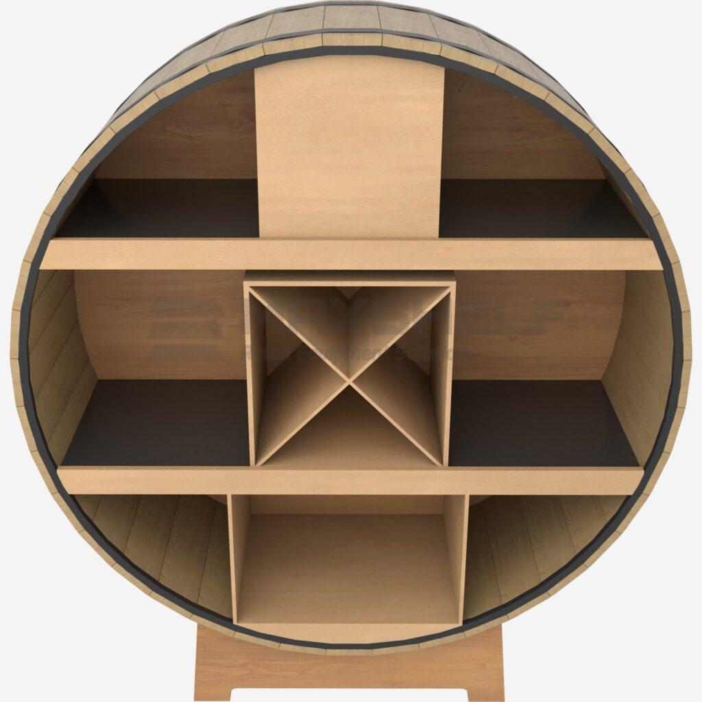 Warm Oak Wine Barrel Display Rack | Retail Wine Stand